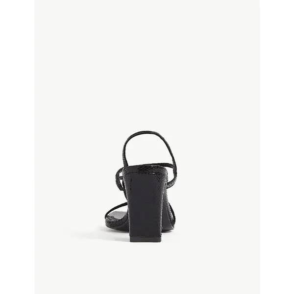 Sandro Faye Snakeskin-embossed Leather Strappy Sandals - Black