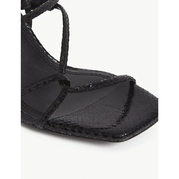 Sandro Faye Snakeskin-embossed Leather Strappy Sandals - Black