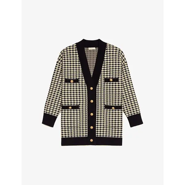 Sandro Dane Houndstooth Knitted Cardigan