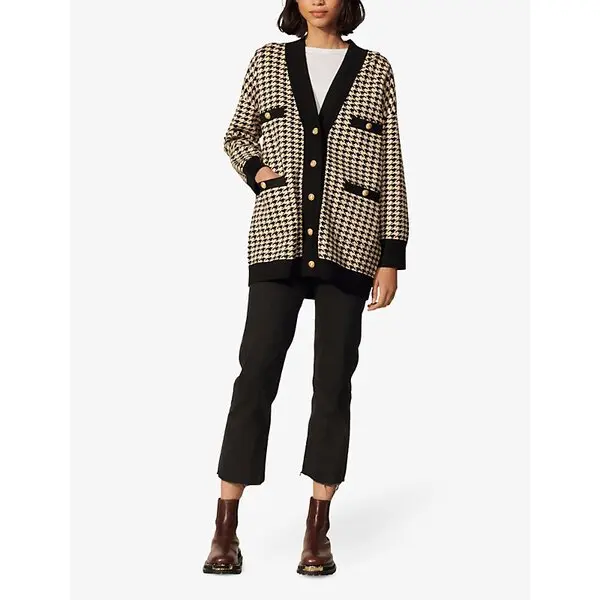 Sandro Dane Houndstooth Knitted Cardigan