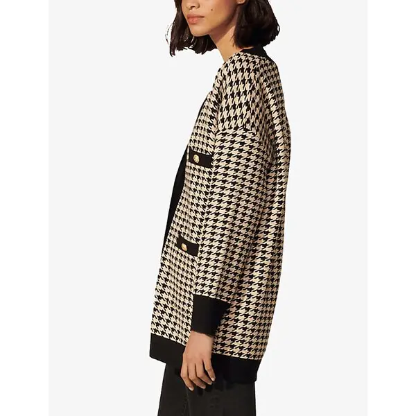Sandro Dane Houndstooth Knitted Cardigan