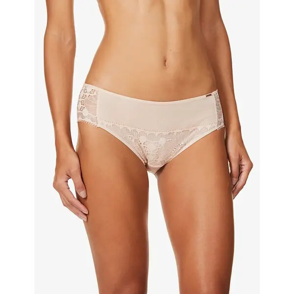 Chantelle Day To Night Lace Brazilian Brief - Golden Beige