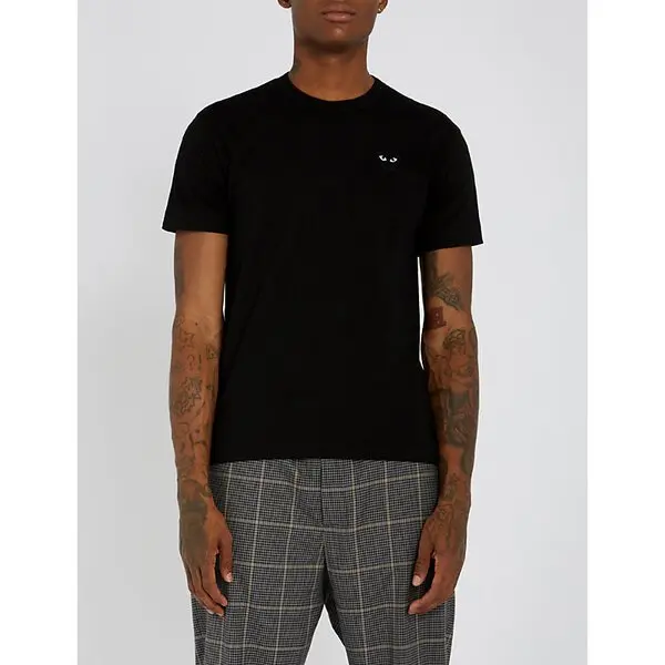 Play Comme Des Garcon Heart-appliqué Cotton-jersey T-shirt - Black