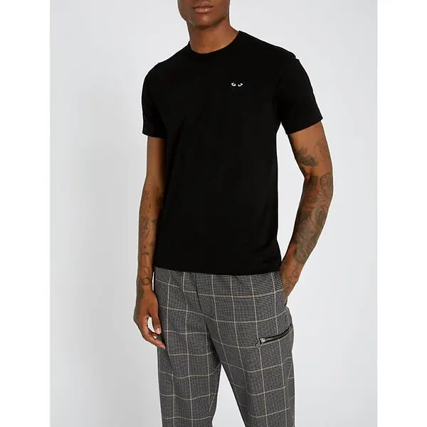 Play Comme Des Garcon Heart-appliqué Cotton-jersey T-shirt - Black