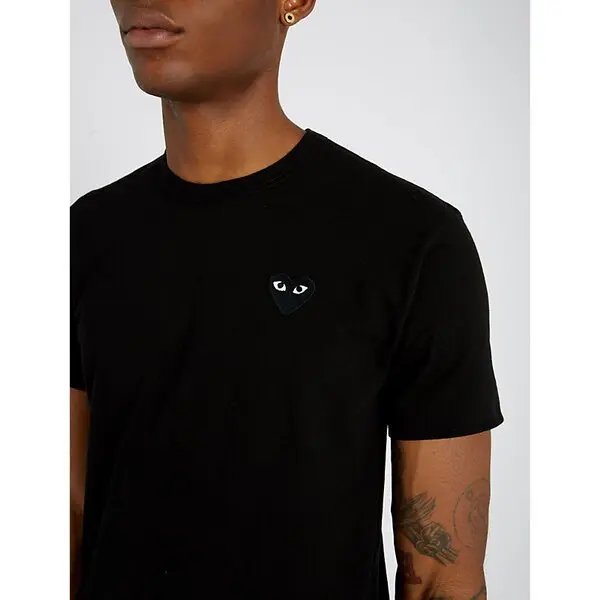 Play Comme Des Garcon Heart-appliqué Cotton-jersey T-shirt - Black