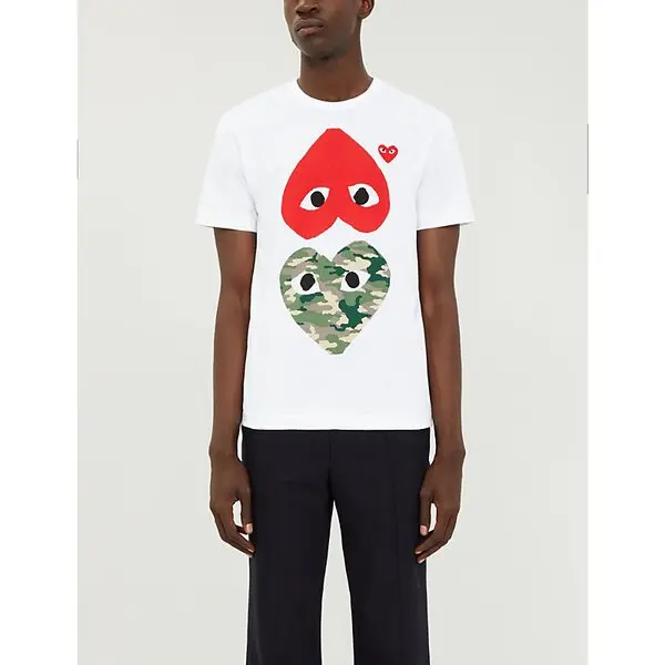 Play Comme Des Garcon Heart-print Cotton-jersey T-shirt