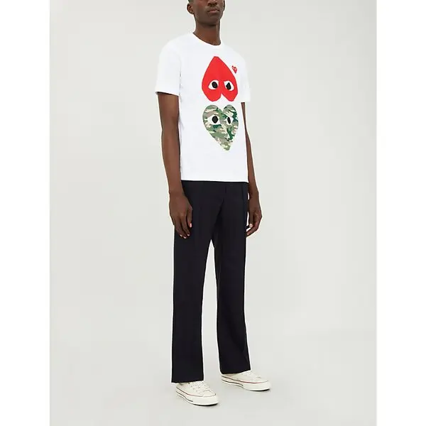 Play Comme Des Garcon Heart-print Cotton-jersey T-shirt