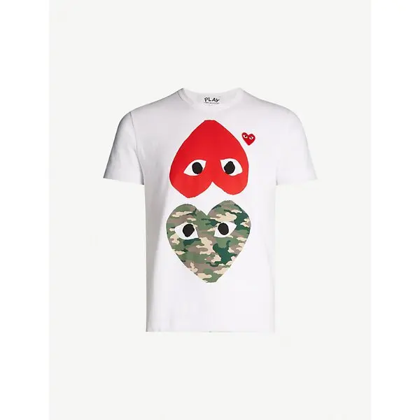 Play Comme Des Garcon Heart-print Cotton-jersey T-shirt