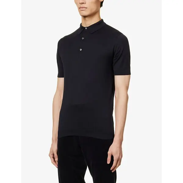 John Smedley Sea Island Cotton Polo Shirt - Black