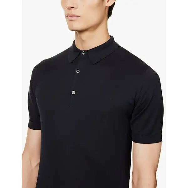 John Smedley Sea Island Cotton Polo Shirt - Black