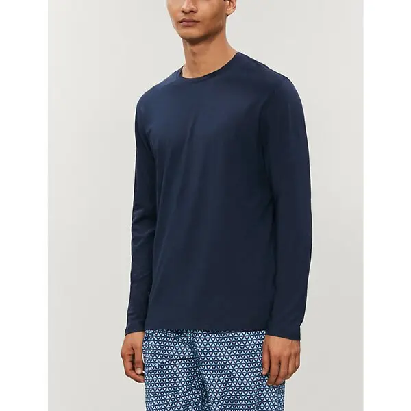 Derek Rose Basel Long-sleeved Stretch-cotton Top