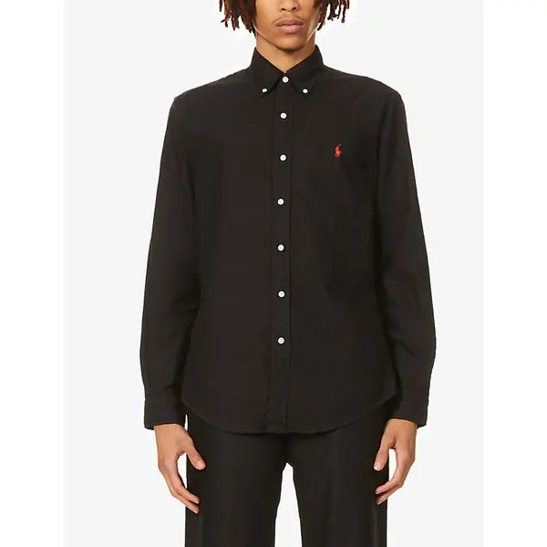 Polo Ralph Lauren Long-sleeved Garment-dyed Custom-fit Cotton Oxford Shirt - Polo Black