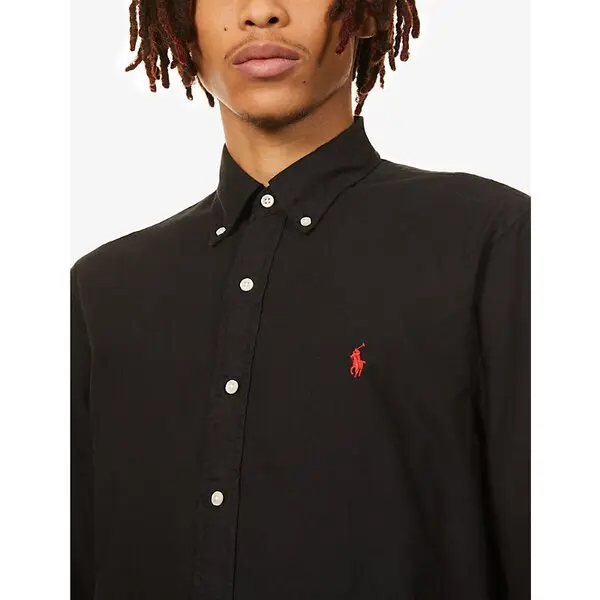 Polo Ralph Lauren Long-sleeved Garment-dyed Custom-fit Cotton Oxford Shirt - Polo Black