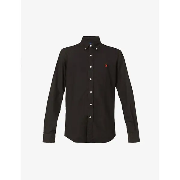 Polo Ralph Lauren Long-sleeved Garment-dyed Custom-fit Cotton Oxford Shirt - Polo Black