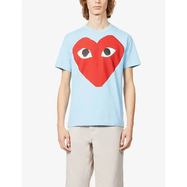 Play Comme Des Garcon Big Heart Cotton-jersey T-shirt - Blue