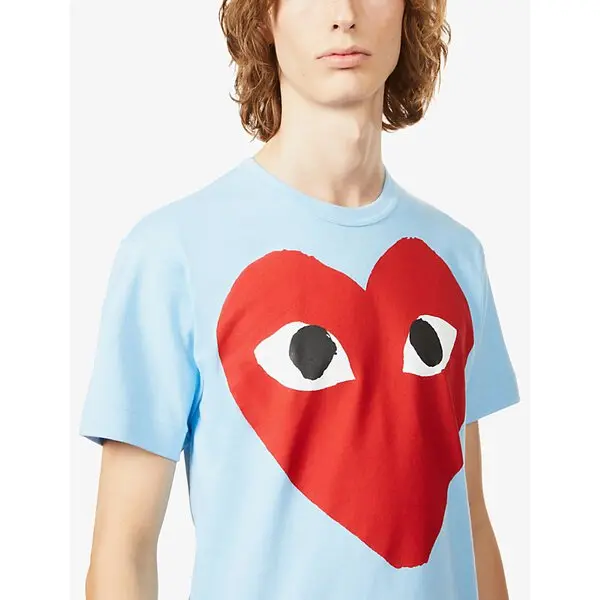 Play Comme Des Garcon Big Heart Cotton-jersey T-shirt - Blue