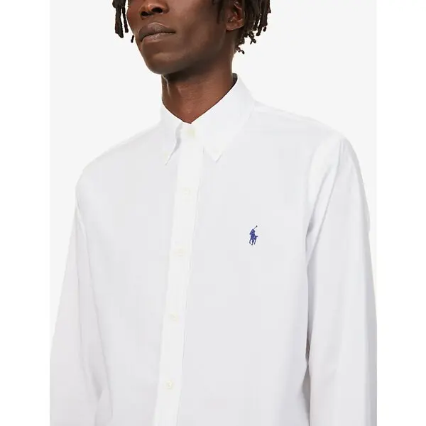 Polo Ralph Lauren Long-sleeved Logo-embroidered Custom-fit Stretch Cotton-poplin Shirt - White