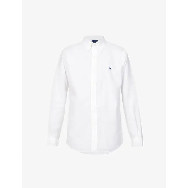 Polo Ralph Lauren Long-sleeved Logo-embroidered Custom-fit Stretch Cotton-poplin Shirt - White