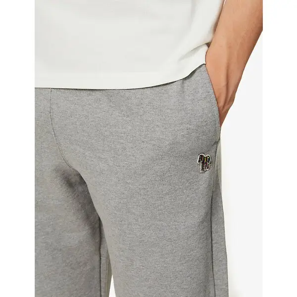 Paul Smith Zebra Brand-embroidered Cotton Jogging Bottoms - Grey Melange
