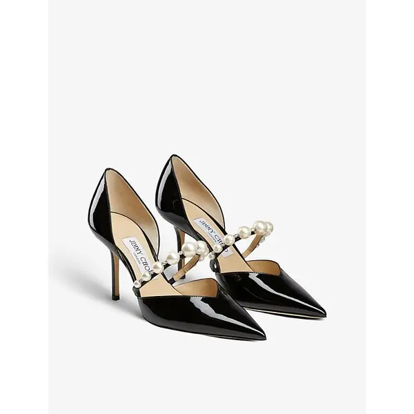 JIMMY CHOO Aurelie 85 Pearl-embellished Courts - Black/white