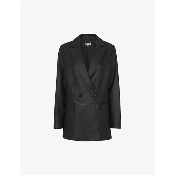 Whistles Aliza Leather Double-breasted Blazer