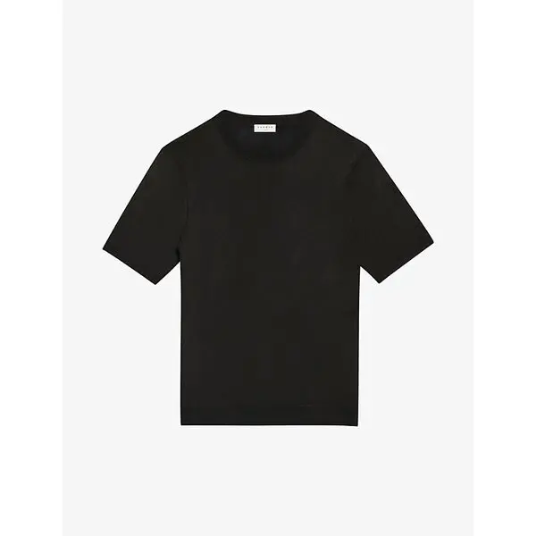 Sandro Crewneck Classic-fit Knitted T-shirt - Noir / Gris