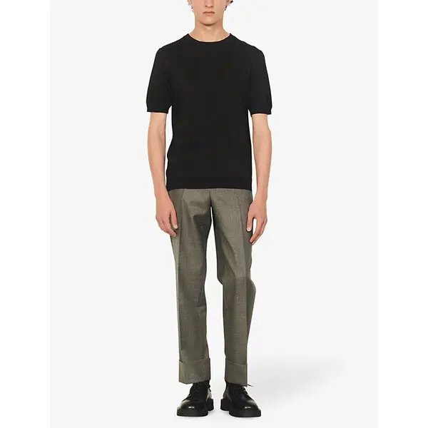 Sandro Crewneck Classic-fit Knitted T-shirt - Noir / Gris