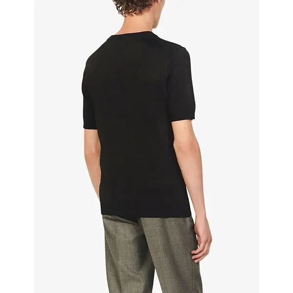 Sandro Crewneck Classic-fit Knitted T-shirt - Noir / Gris