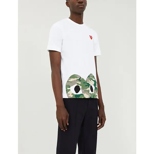 Play Comme Des Garcon Heart-print Cotton-jersey T-shirt