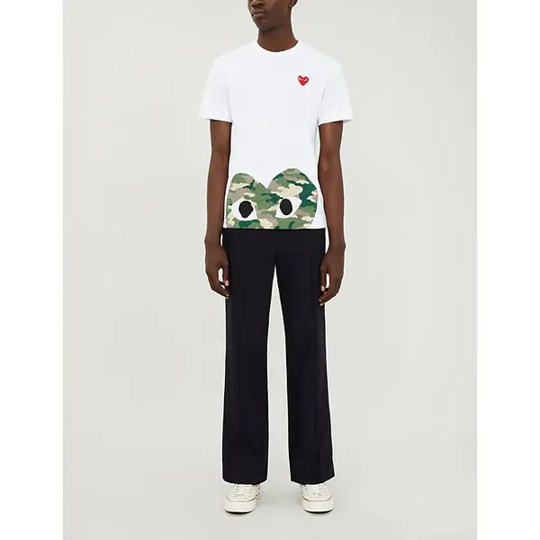 Play Comme Des Garcon Heart-print Cotton-jersey T-shirt