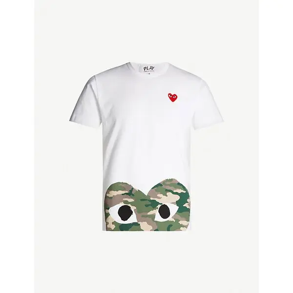 Play Comme Des Garcon Heart-print Cotton-jersey T-shirt