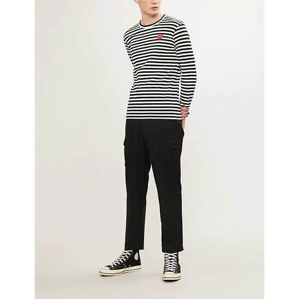 Play Comme Des Garcon Striped Cotton Jumper Xxl - Black