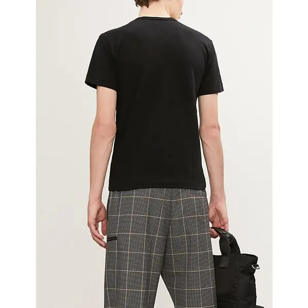 Play Comme Des Garcon Logo-embroidered Cotton-jersey T-shirt - Black