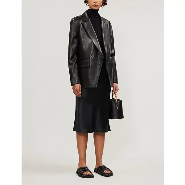 JOSEPH Isaak Silk-satin Midi Skirt - Black