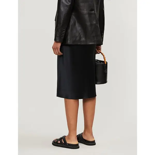 JOSEPH Isaak Silk-satin Midi Skirt - Black