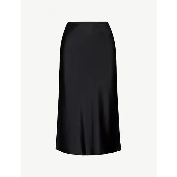 JOSEPH Isaak Silk-satin Midi Skirt - Black
