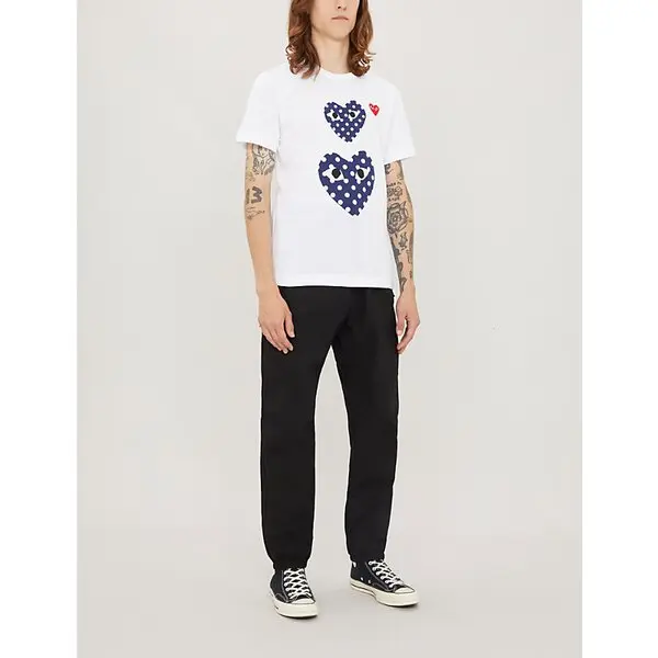 Play Comme Des Garcon Heart-print Cotton-jersey T-shirt