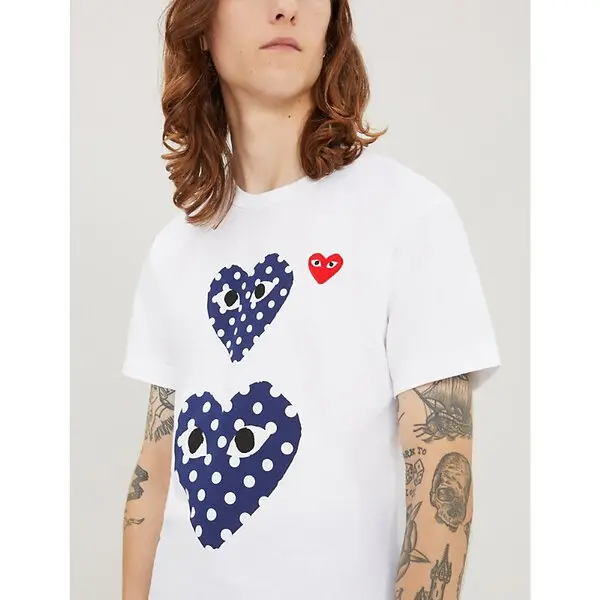 Play Comme Des Garcon Heart-print Cotton-jersey T-shirt