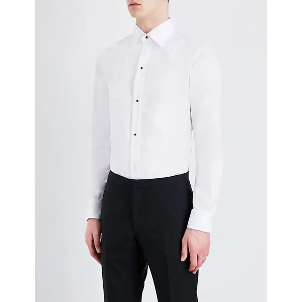 Eton Pleated-panel Double-cuff Slim-fit Cotton Evening Shirt - White