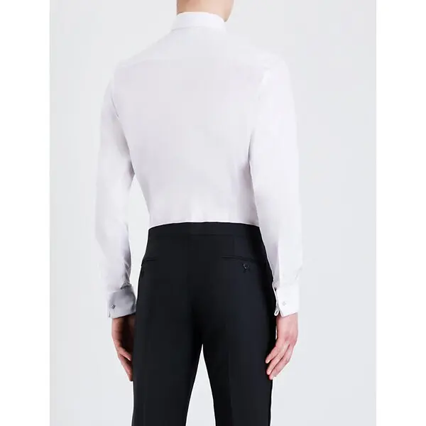 Eton Pleated-panel Double-cuff Slim-fit Cotton Evening Shirt - White