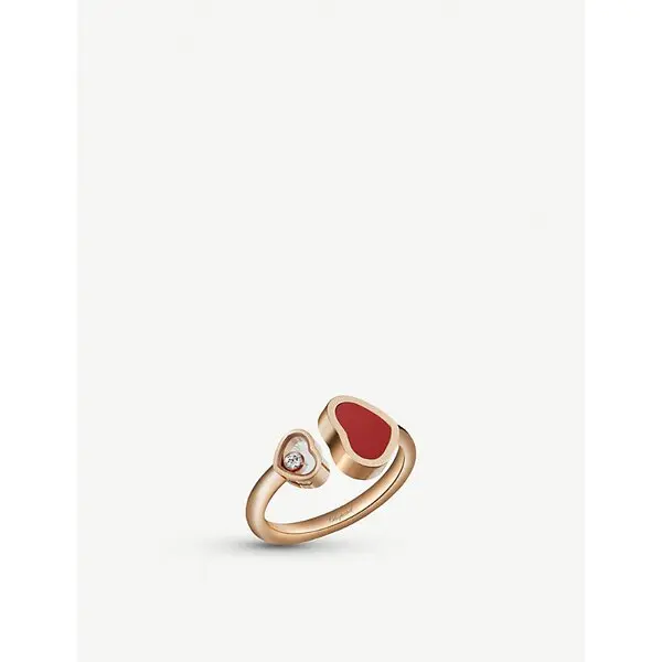 Chopard Happy Hearts 18k Rose Gold, Mother-of-pearl And Diamond Ring - Rose Gold And Red