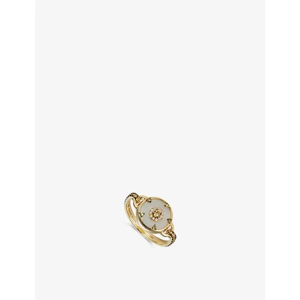 NADINE AYSOY Celeste 18ct Yellow-gold, Diamond, Yellow Sapphire And Jade Ring - 18kt Yellow Gold