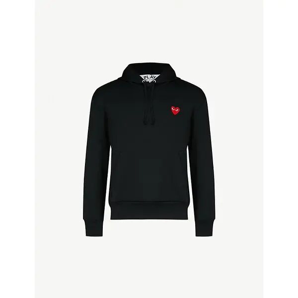 Play Comme Des Garcon Heart-appliquéd Stretch Hoody - Black