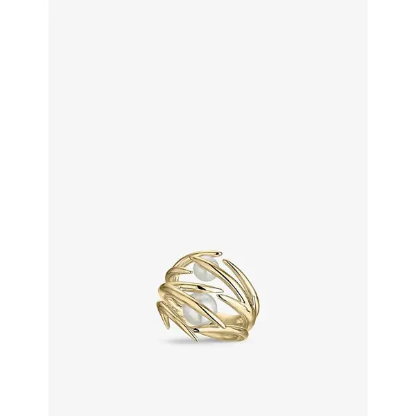 SHAUN LEANE Cherry Blossom Pearl Ring - Yellow Gold Vermeil
