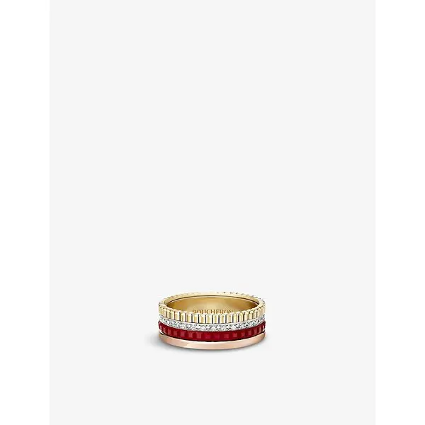 Boucheron Quatre Edition 18ct Gold, Ceramic And Diamond Ring - Red