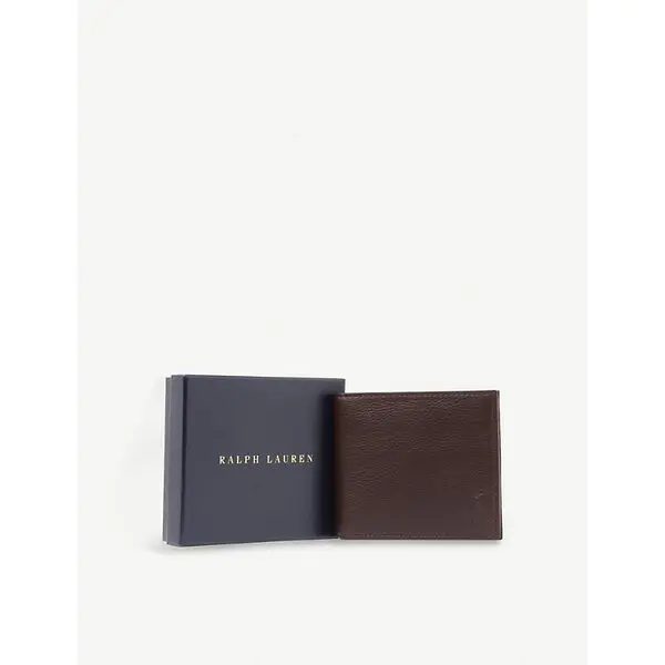 Polo Ralph Lauren Pony-embossed Pebbled Leather Billfold Wallet - Brown