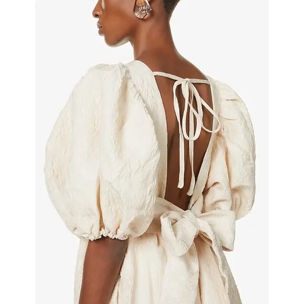 Sister Jane Sweet Serve Puff-Sleeved Crepe Mini Dress - Cream | Editorialist