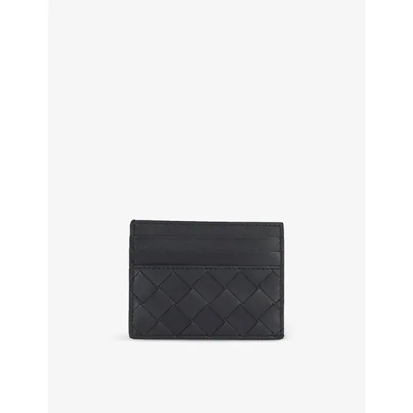 Bottega Veneta Double-faced Woven Leather Card Holder - Black Silver
