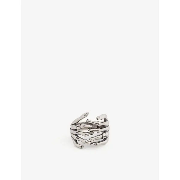 SERGE DENIMES Sterling Skeleton Hands Ring - Silver