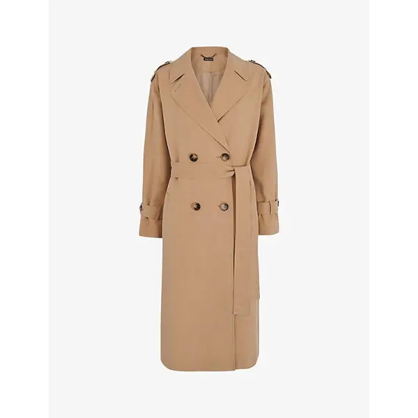 Whistles Riley Double-breasted Woven Trench Coat - Cream